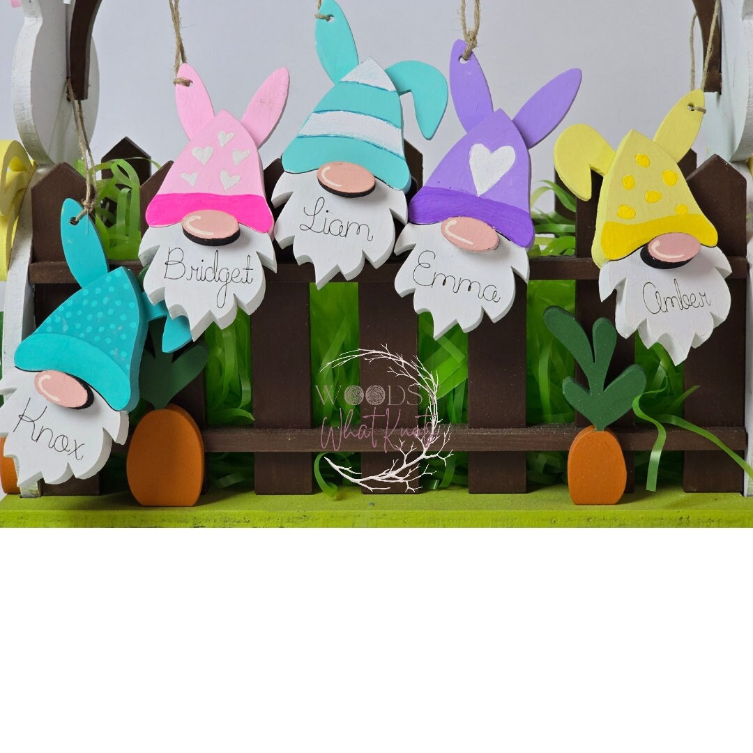 Personalized Easter Tag | Gnome Bunny | Easter Basket Tag | Custom ...