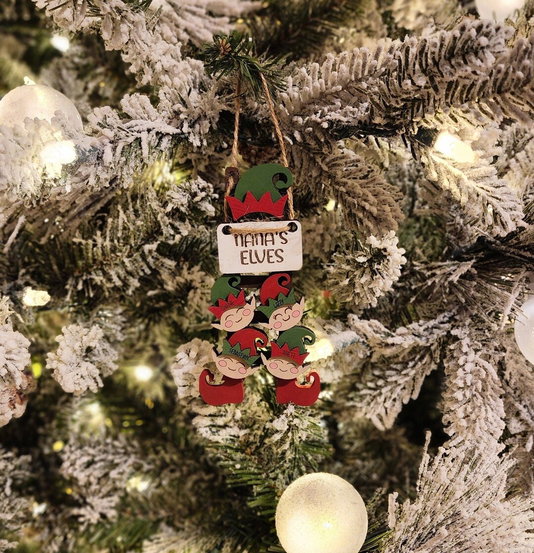 Custom Family Elf Christmas Ornament - Personalized Elf Tree Decoration ...