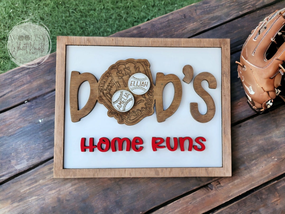 Personalized Baseball Sign -dad's Home Runs - Baseball Dad - Father's ...