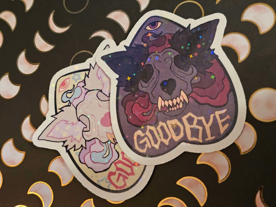 GOODBYE Skull Dog / Waterproof Sticker / Holographic / Vinyl Sticker - Etsy