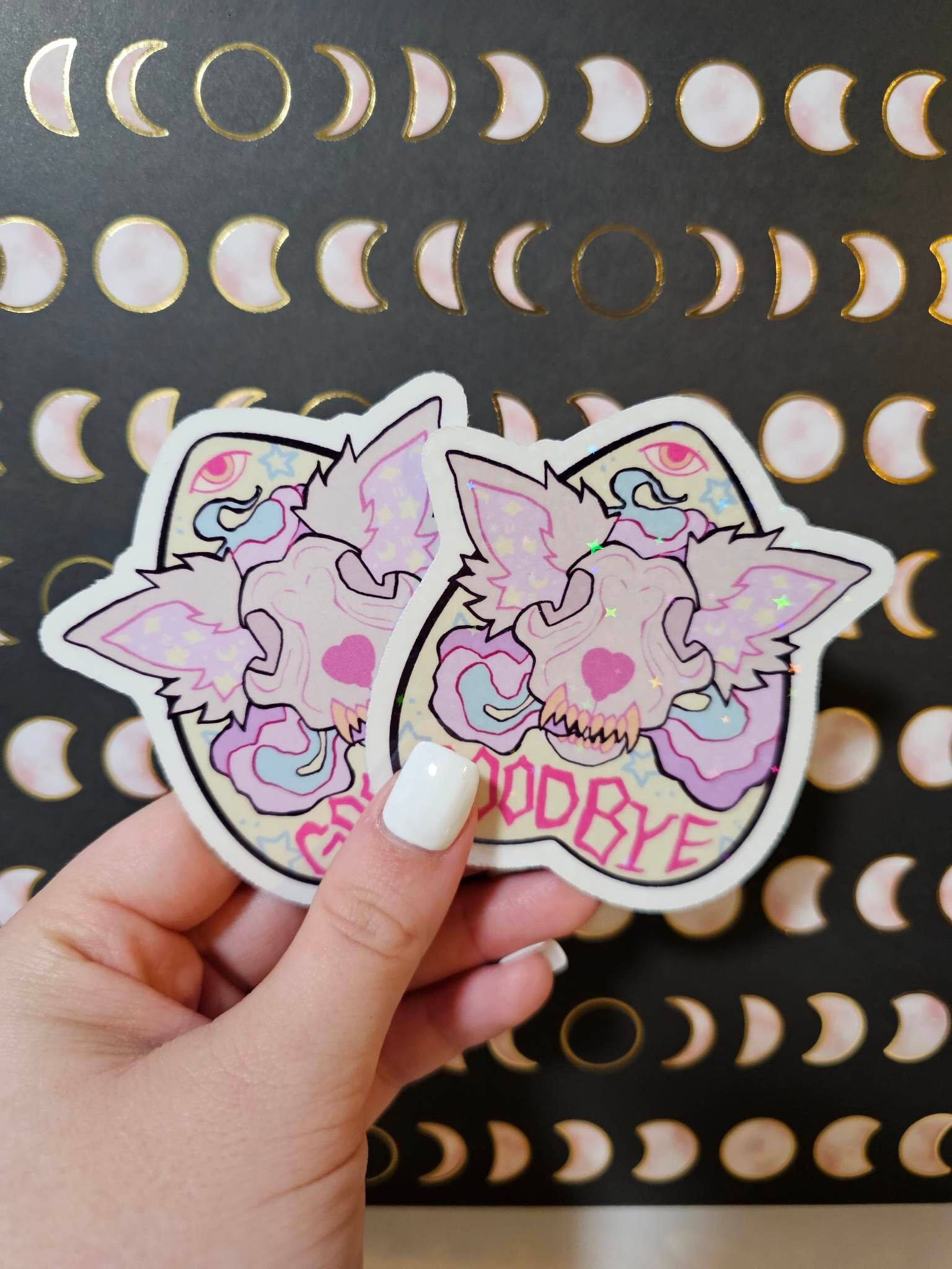 GOODBYE Skull Dog / Waterproof Sticker / Holographic / Vinyl Sticker - Etsy
