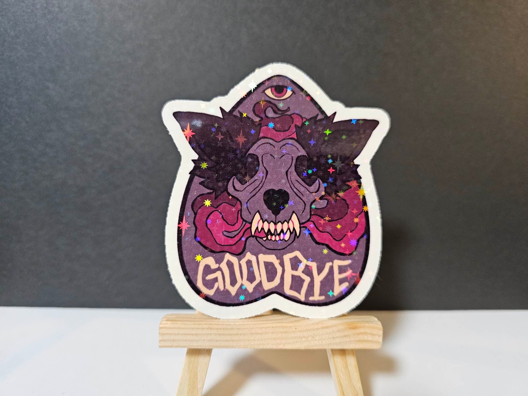 GOODBYE Skull Dog / Waterproof Sticker / Holographic / Vinyl Sticker - Etsy