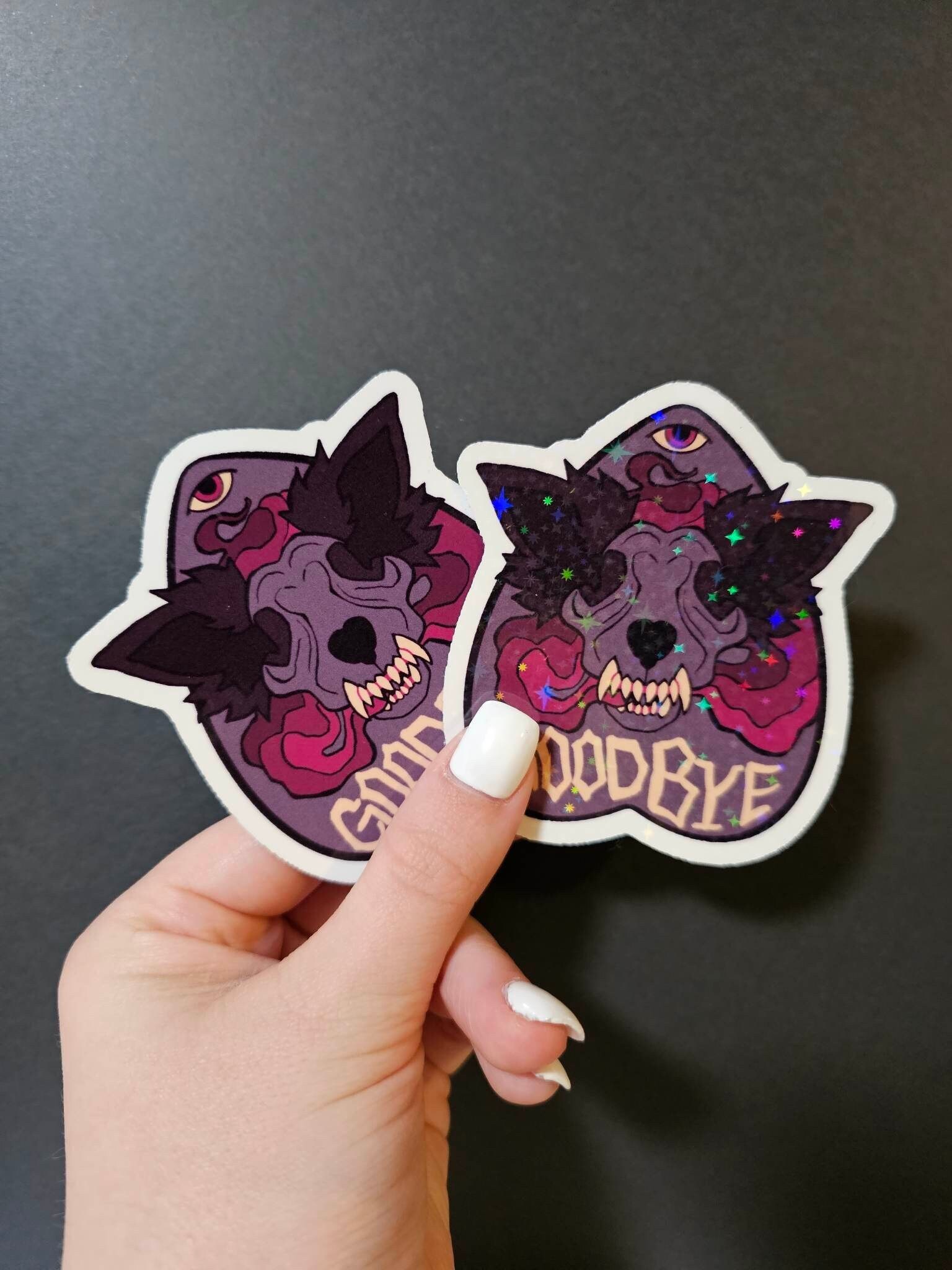 GOODBYE Skull Dog / Waterproof Sticker / Holographic / Vinyl Sticker - Etsy