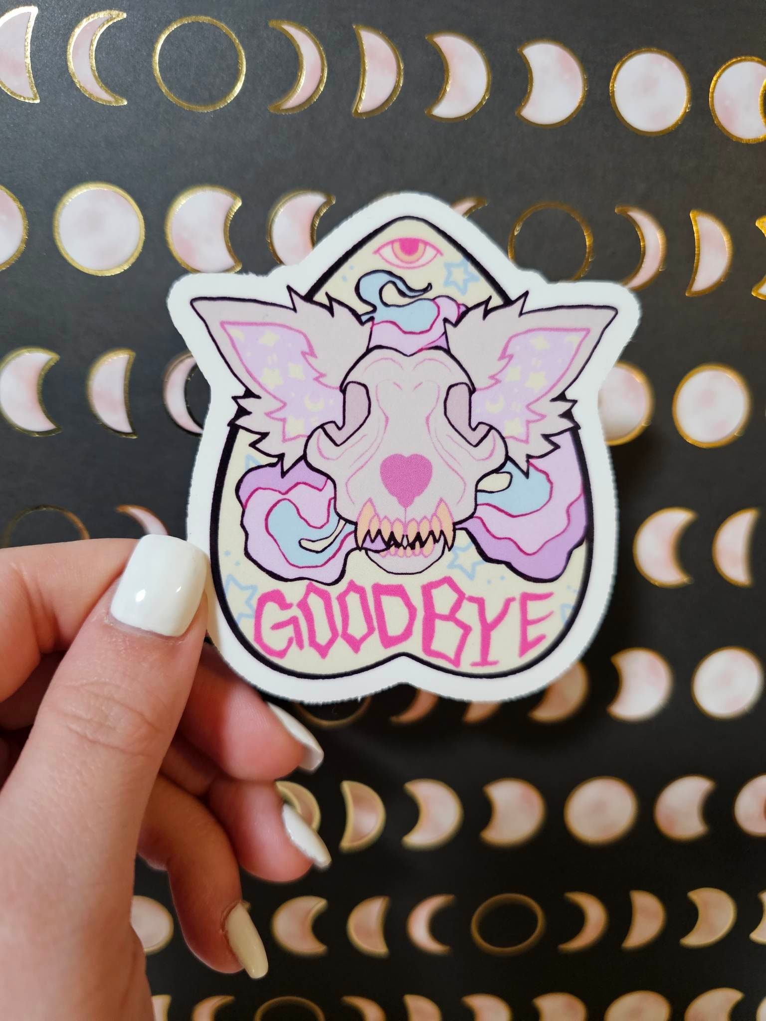 GOODBYE Skull Dog / Waterproof Sticker / Holographic / Vinyl Sticker - Etsy