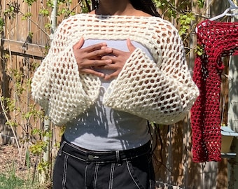 Open Knit Handmade Fishnet Crochet Bolero Shrug - Etsy