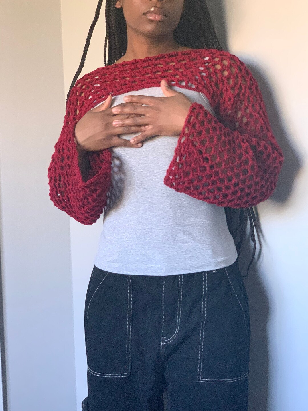 Open Knit Handmade Fishnet Crochet Bolero Shrug - Etsy