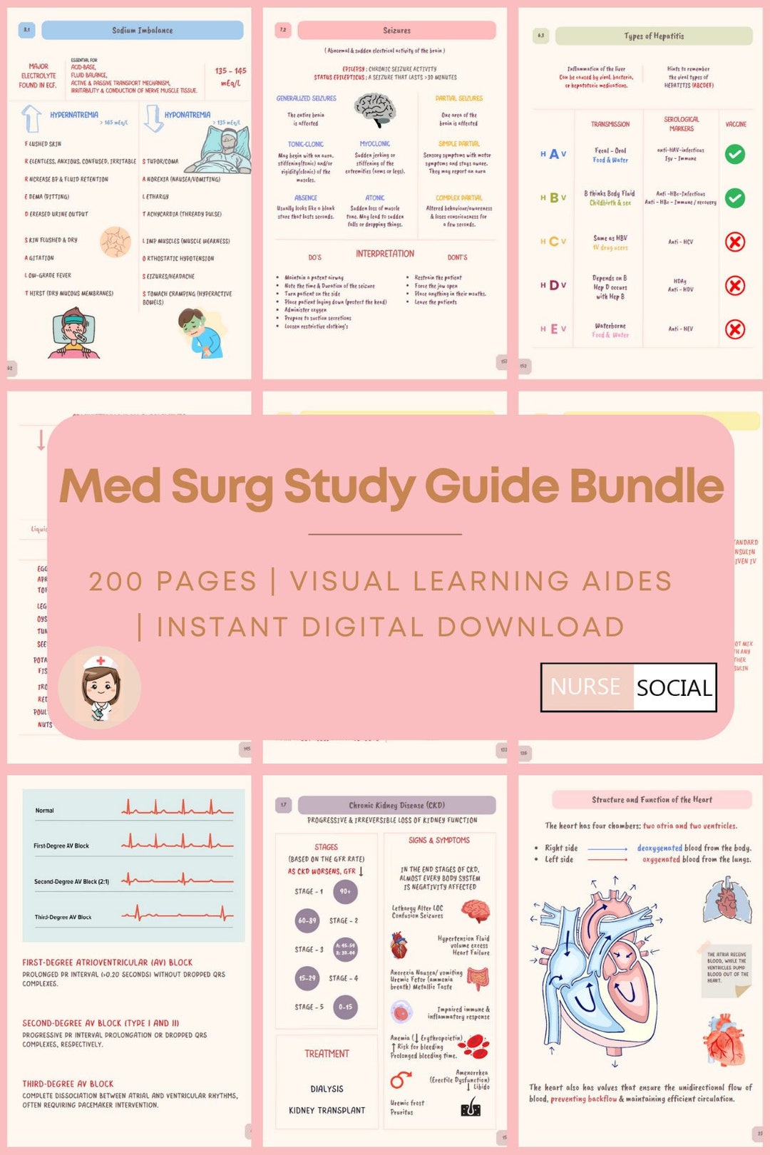 Nursing Med-surg Study Guide Bundle | Visual Nursing Study Aides ...