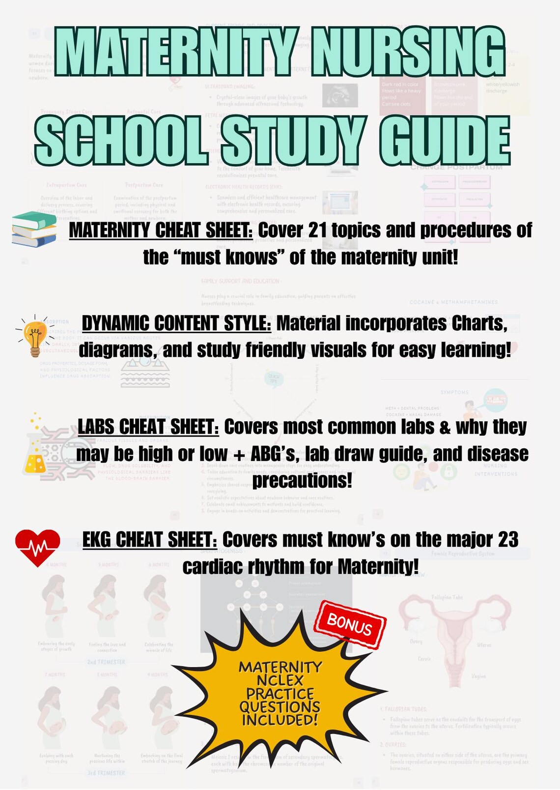 Maternity Nursing Study Guide Bundle – OB Cheat Sheets + NCLEX (PDF ...