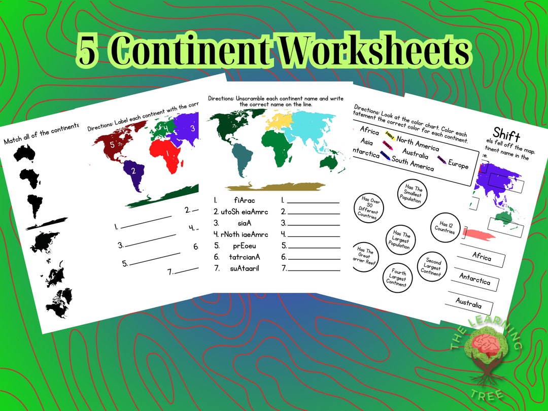 Continent Worksheet | Educational Digital Printable - Etsy