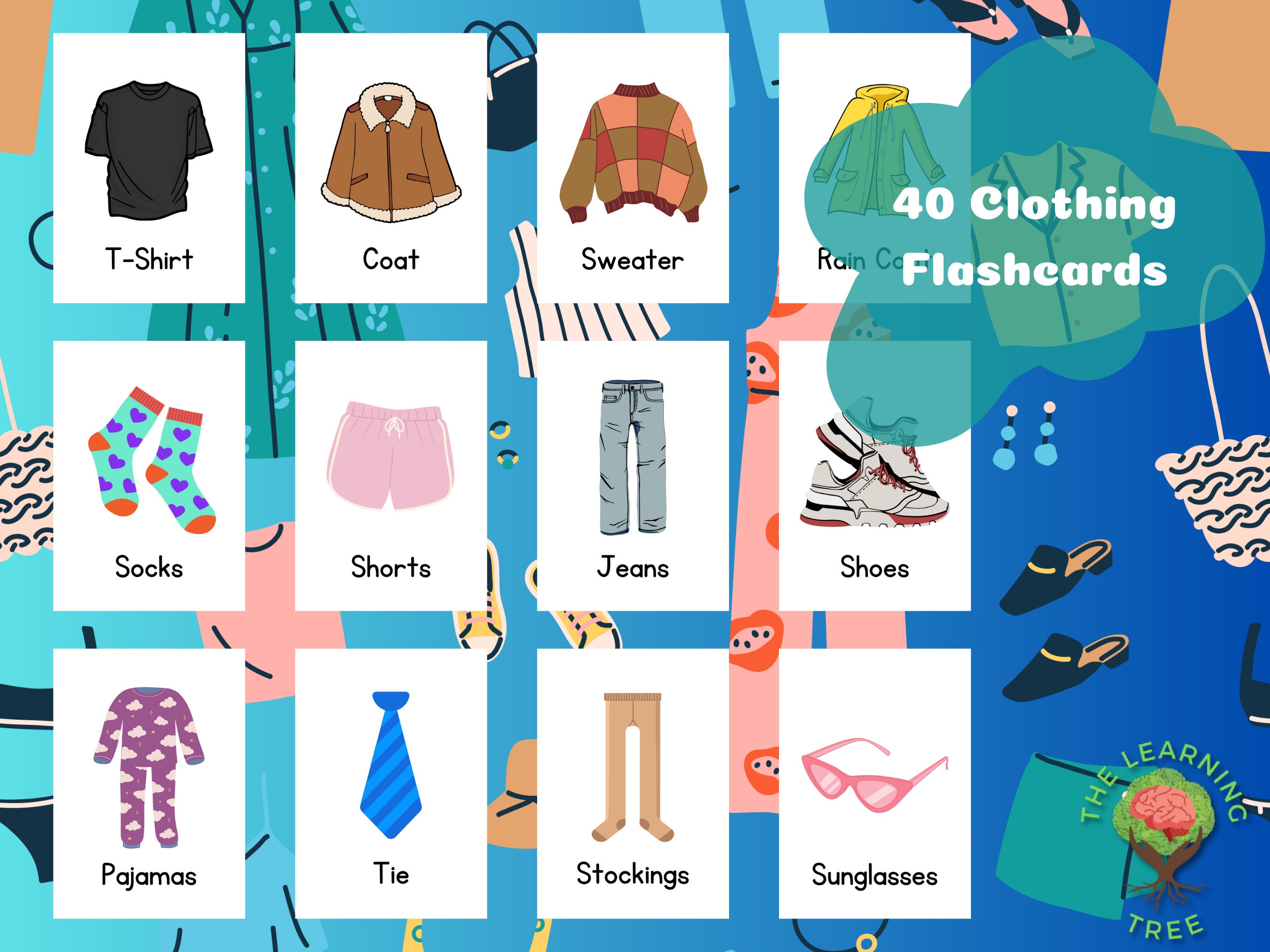40 Clothing Flashcards Digital Download Educational Flashcards - Etsy