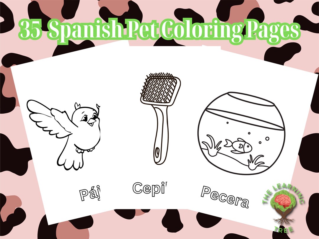 Spanish Pet Coloring Pages| Digital Print Educational Pages - Etsy