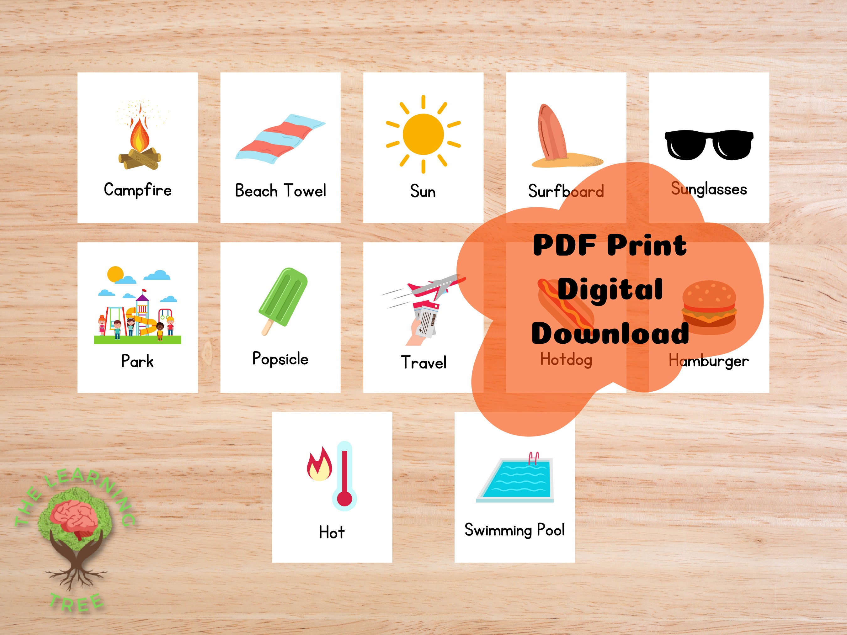 25 Summer Word Flashcards Digital Download Educational Flashcards - Etsy