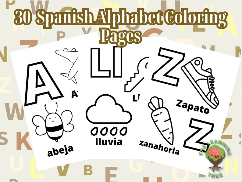 Spanish Alphabet Coloring Pages Digital Print Educational Pages - Etsy ...