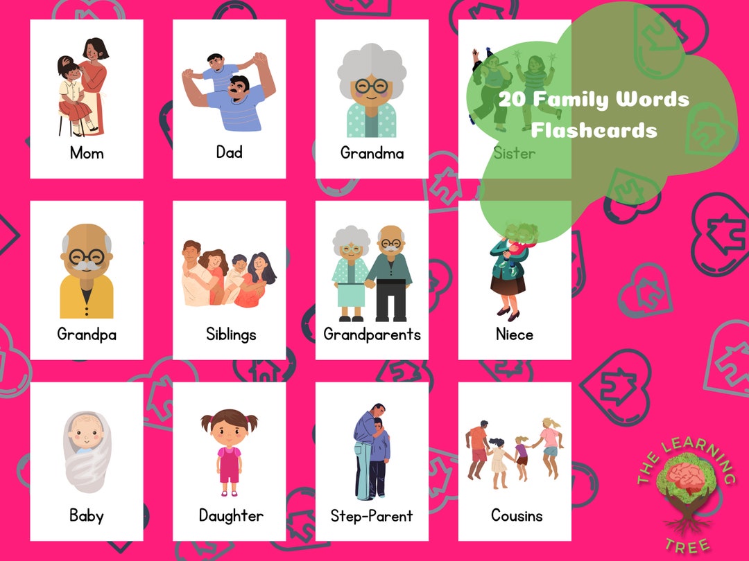 20 Family Word Flashcards | Digital Download Educational Flashcards ...