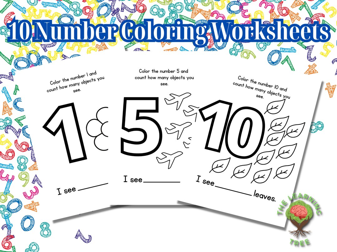 Count & Color the Number Worksheet | Educational Digital Printable - Etsy