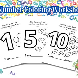 Count & Color the Number Worksheet | Educational Digital Printable - Etsy