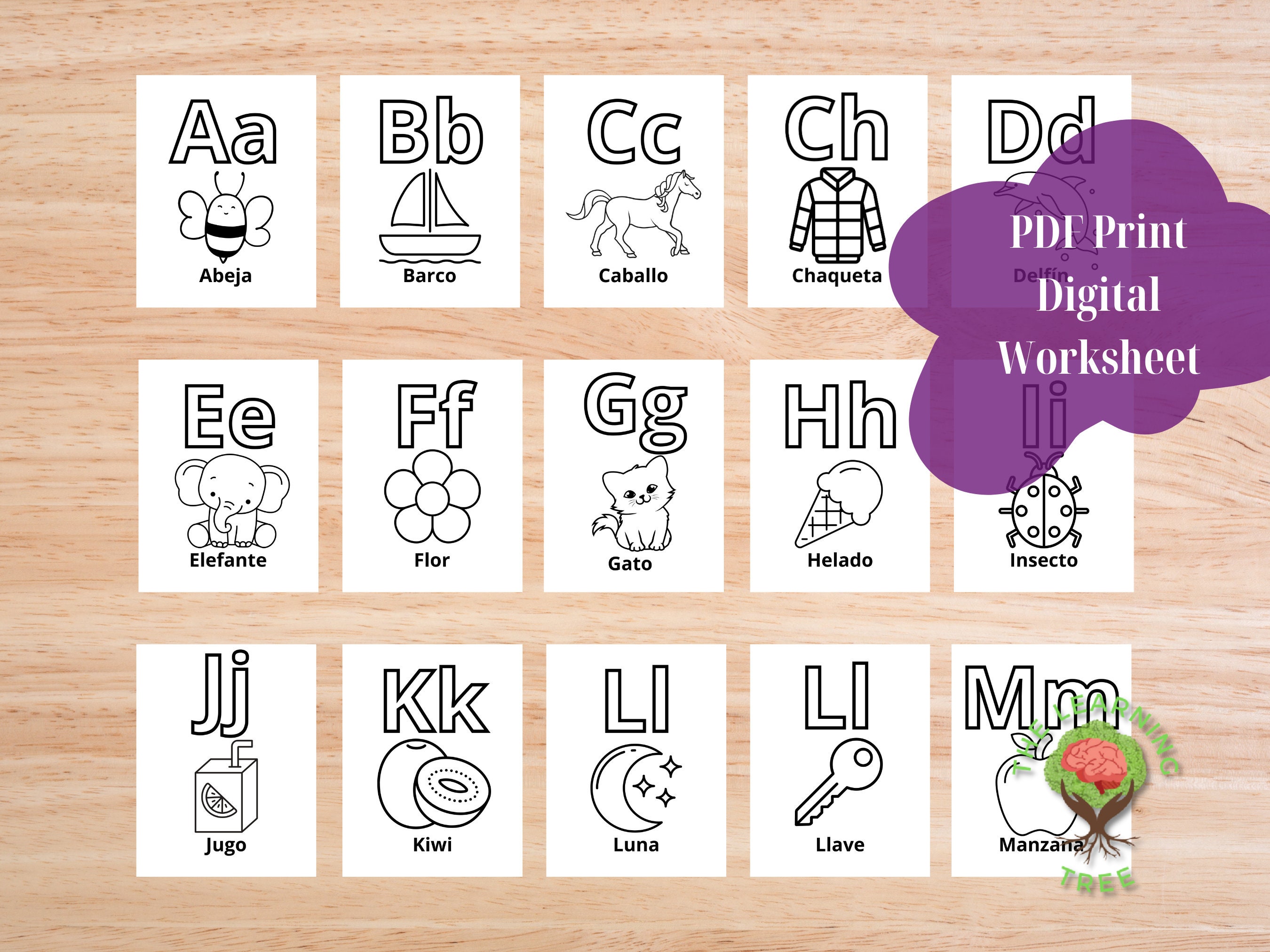 Spanish Alphabet Coloring Pages Digital Print Educational Pages - Etsy