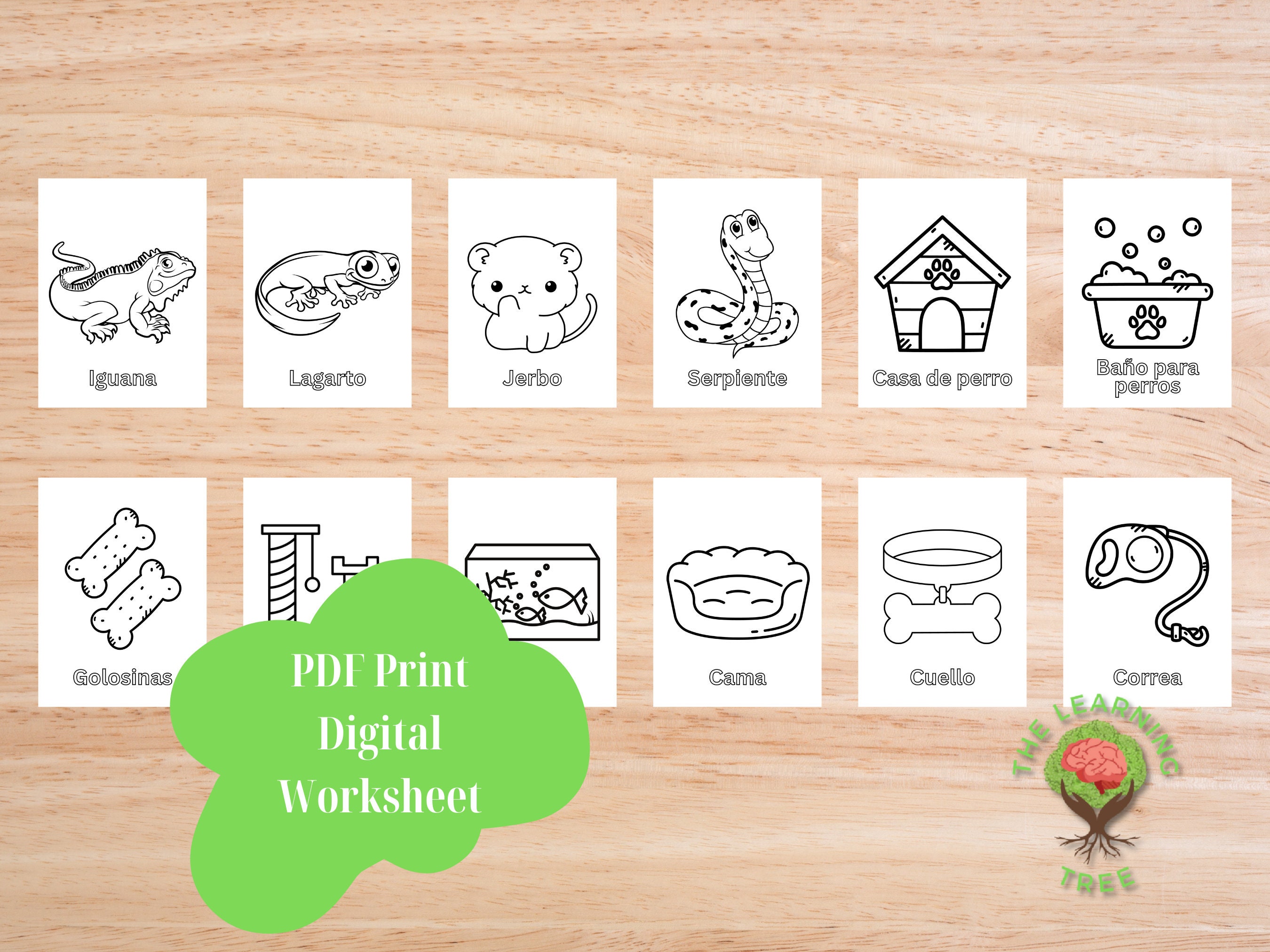 Spanish Pet Coloring Pages Digital Print Educational Pages - Etsy