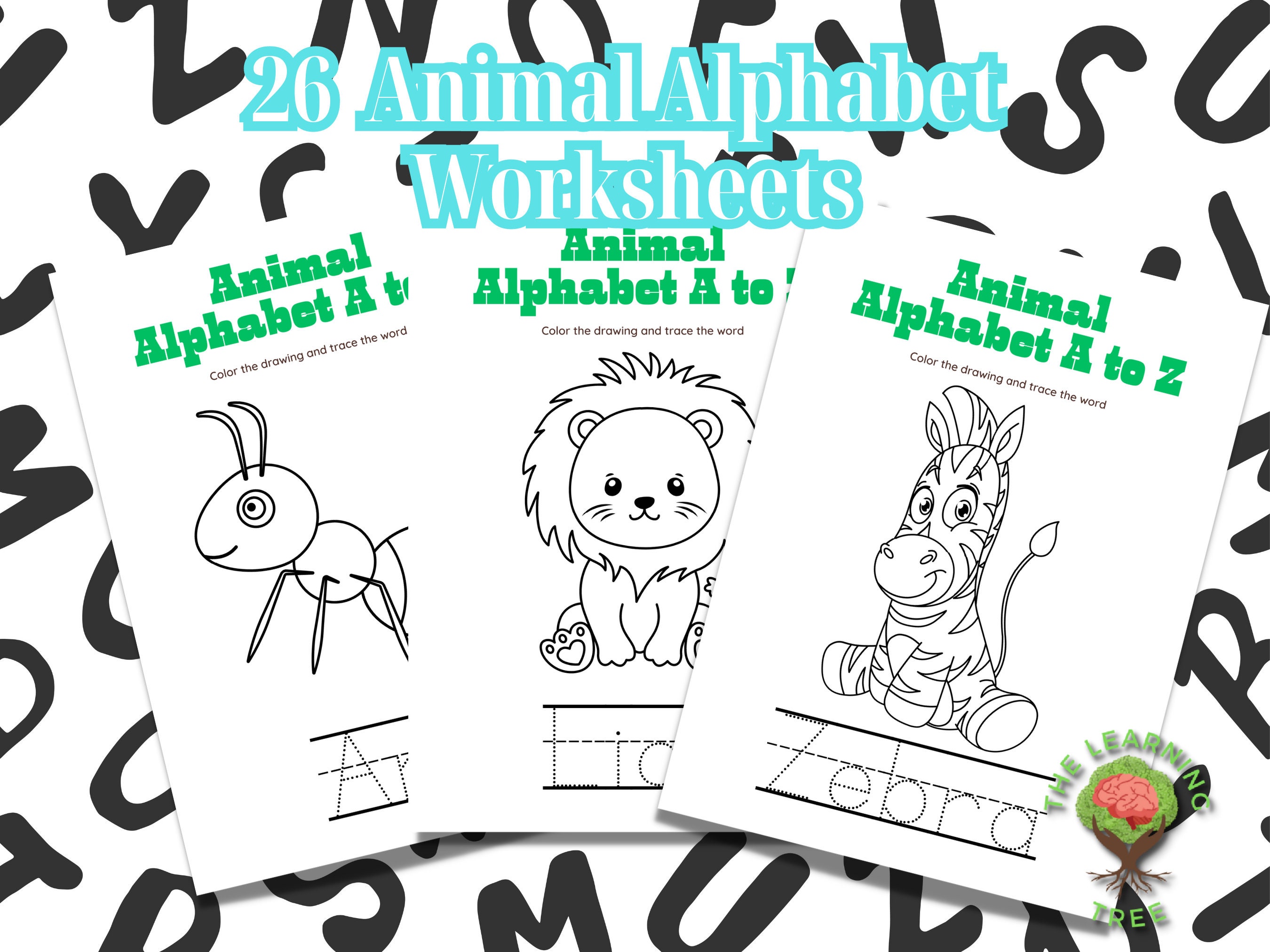 Animal Alphabet Worksheets Educational Digital Printable - Etsy
