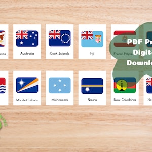 Australian and Oceania Country Flags Flashcards | Digital Download ...