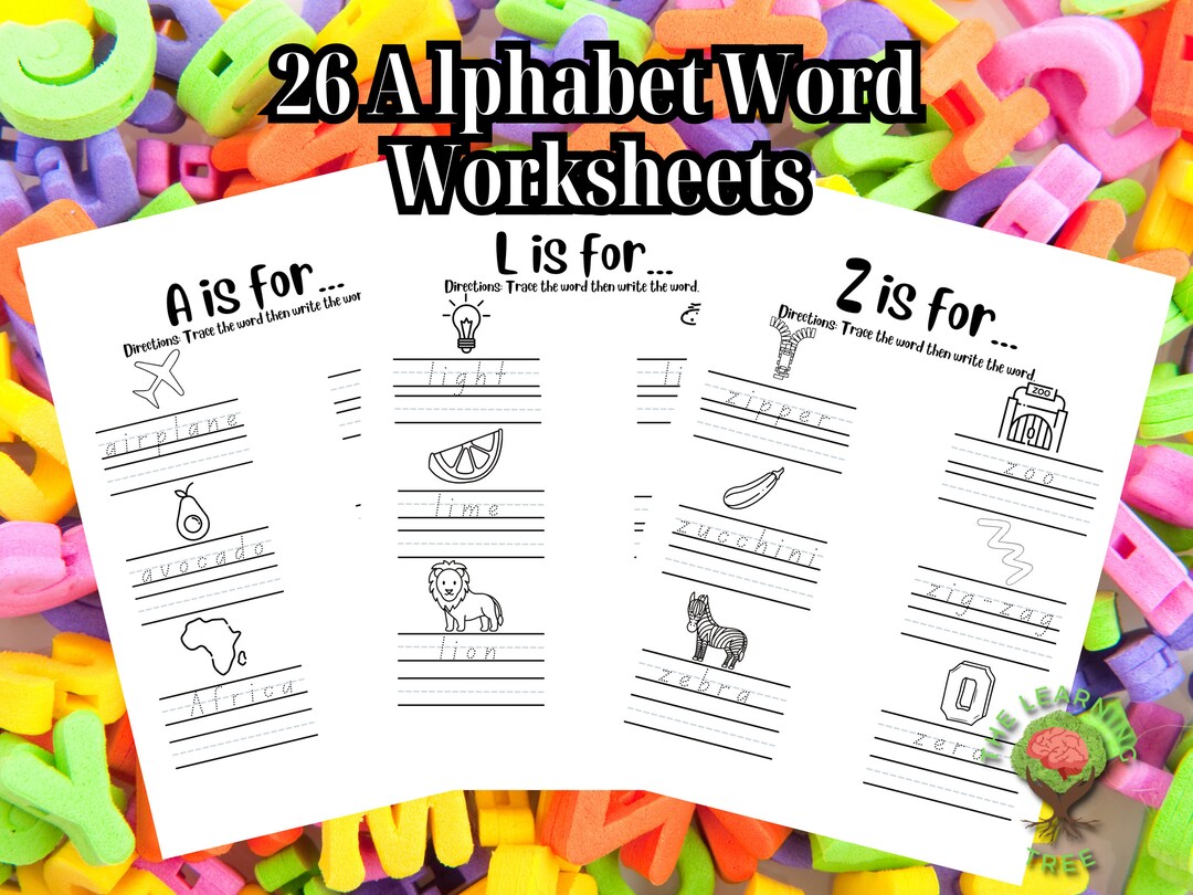 Trace & Write the Alphabet Words Worksheets | Educational Digital ...