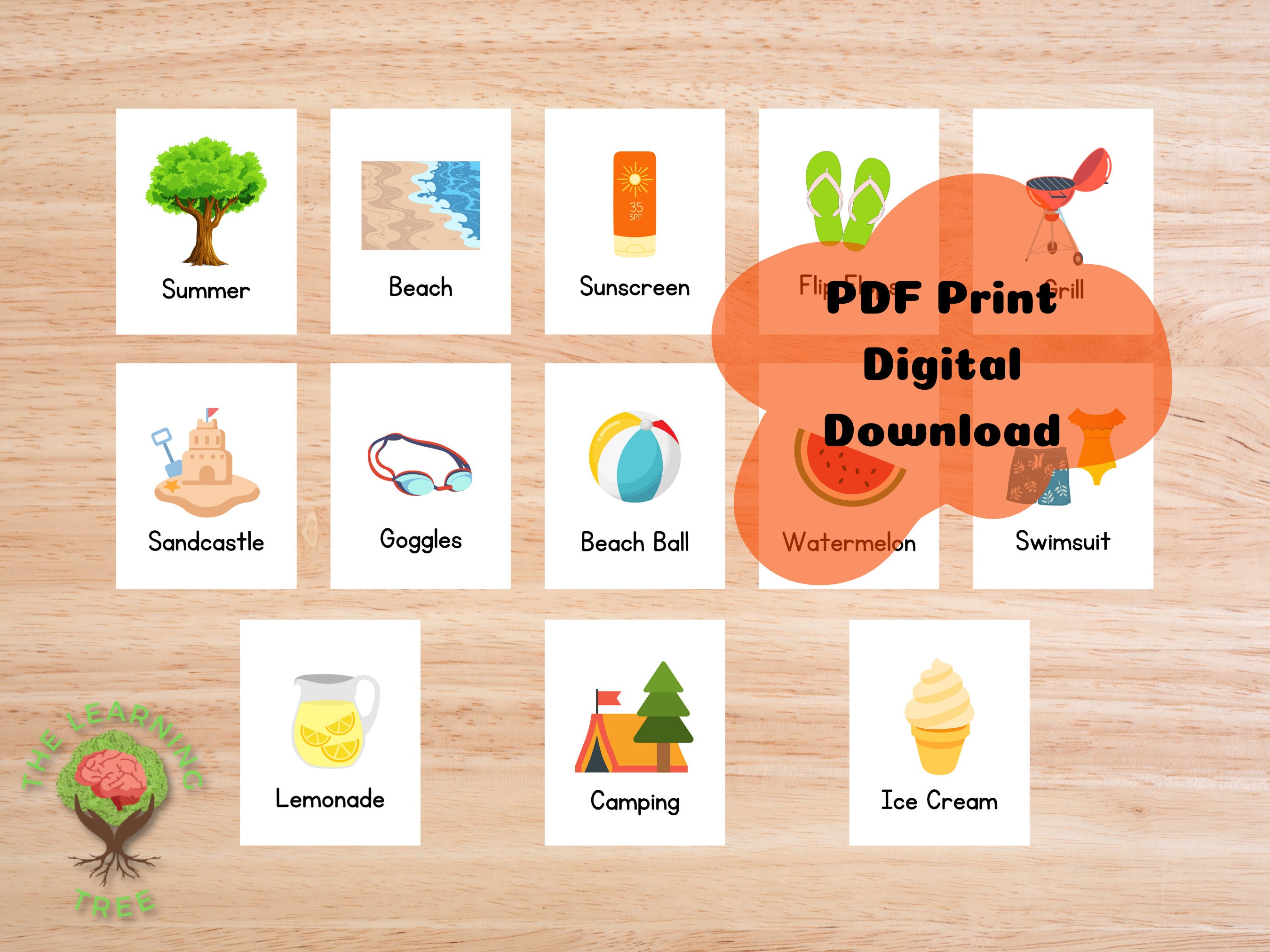 25 Summer Word Flashcards Digital Download Educational Flashcards - Etsy