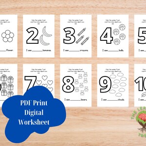 Count & Color the Number Worksheet | Educational Digital Printable - Etsy