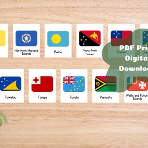 Australian and Oceania Country Flags Flashcards | Digital Download ...