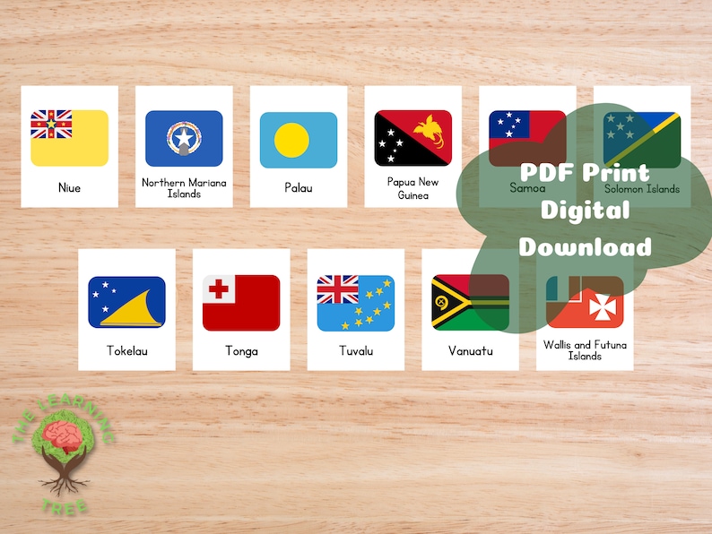Australian and Oceania Country Flags Flashcards | Digital Download ...