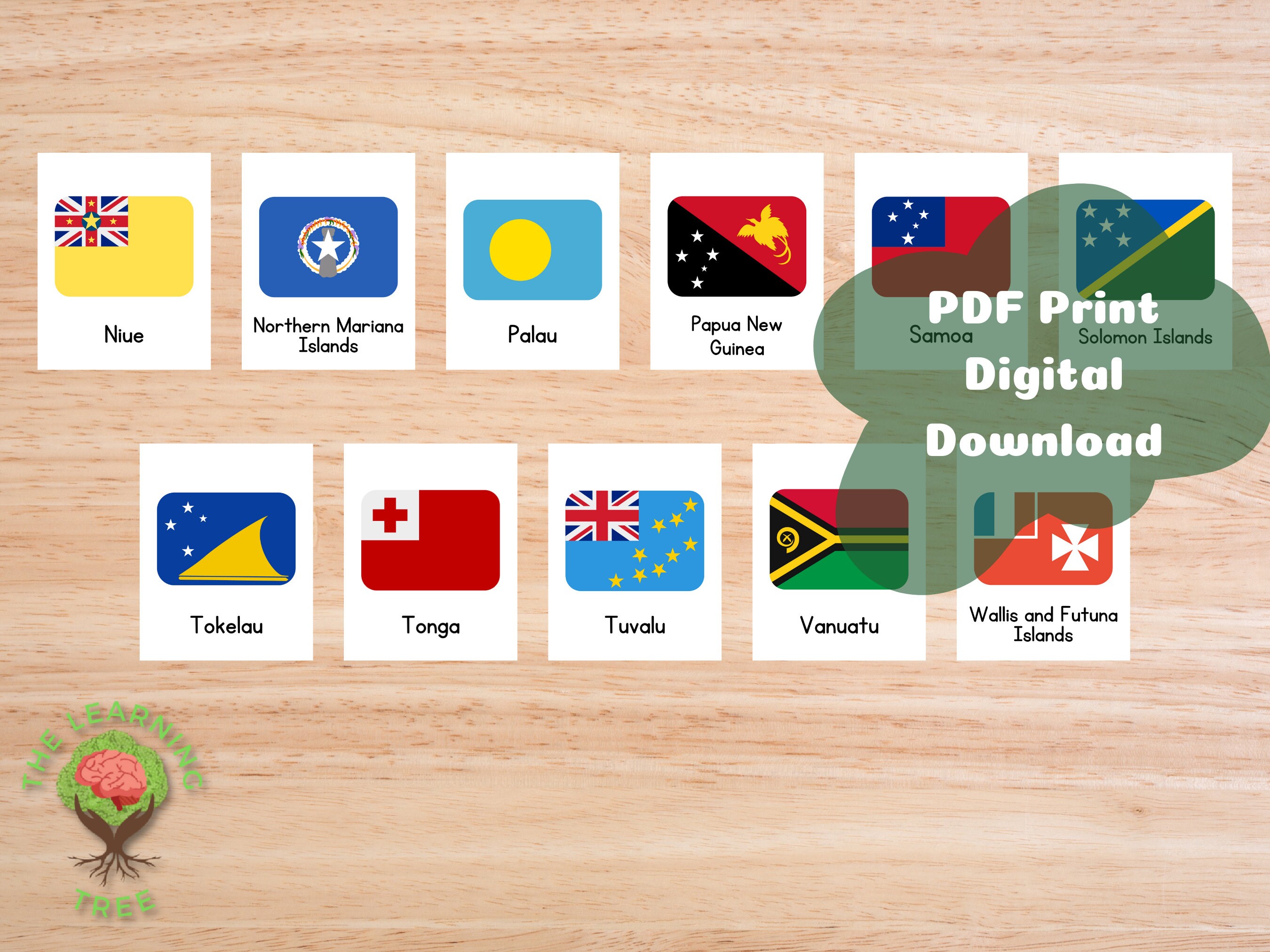 Australian and Oceania Country Flags Flashcards | Digital Download ...