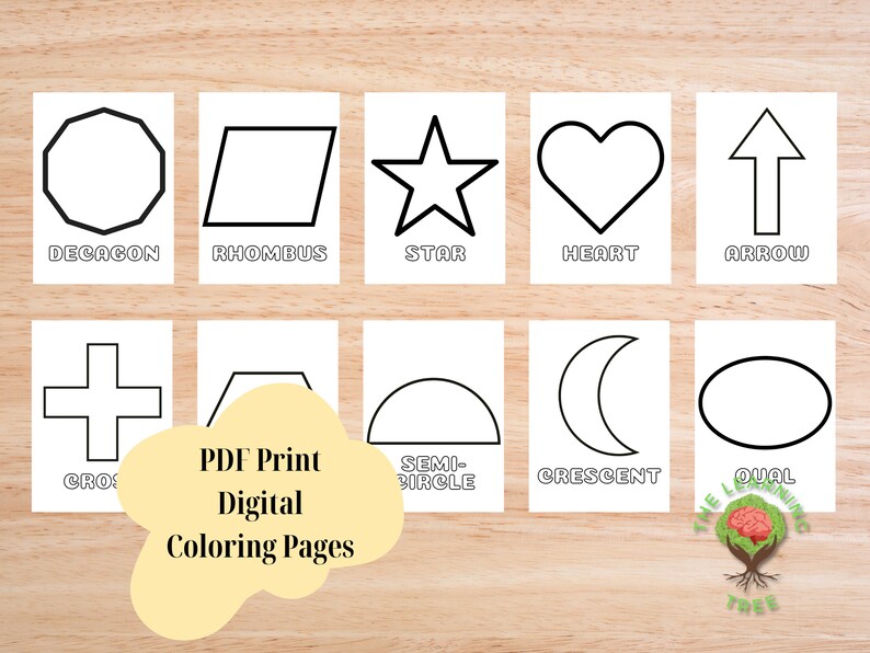 Shape Coloring Pages| Digital Print Educational Pages - Etsy