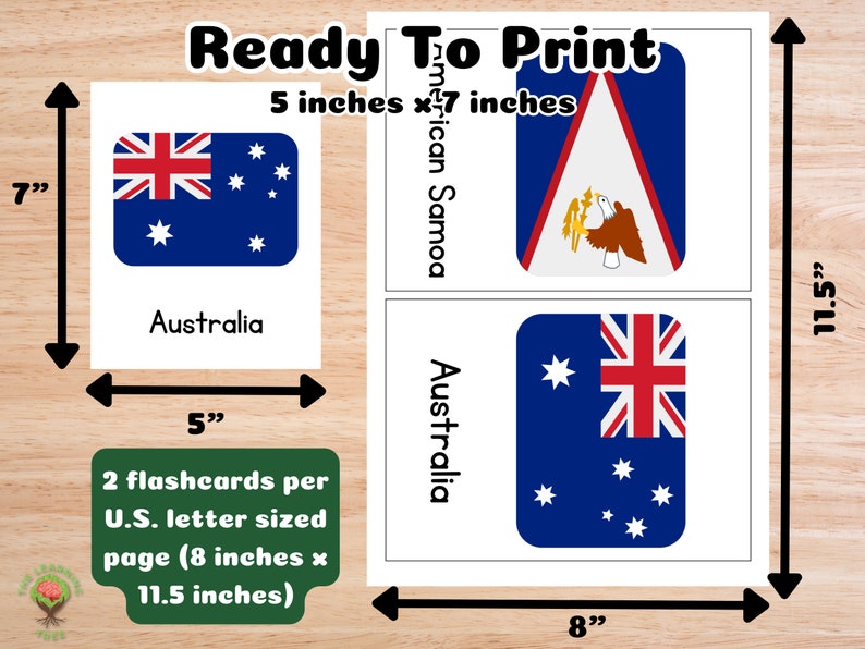 Australian and Oceania Country Flags Flashcards | Digital Download ...