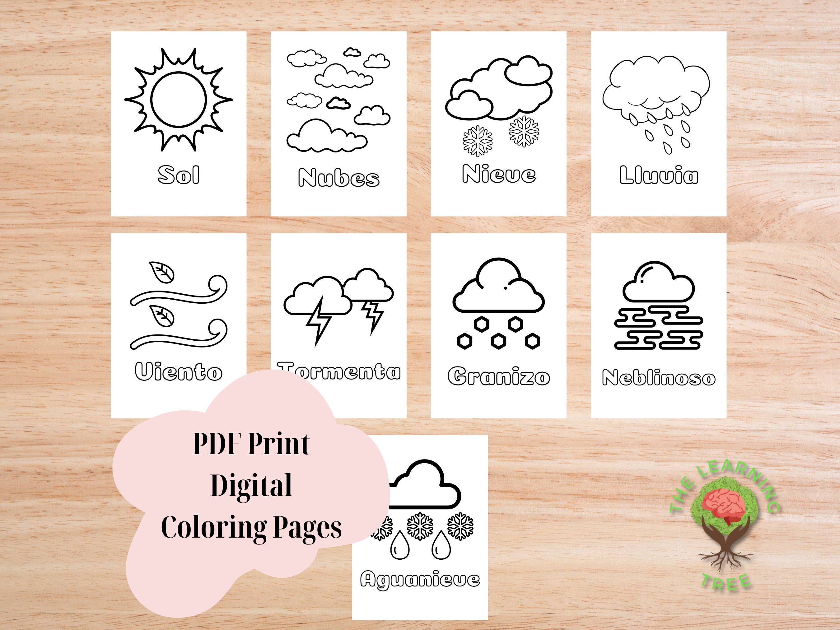 Spanish Weather Coloring Pages| Digital Print Educational Pages - Etsy