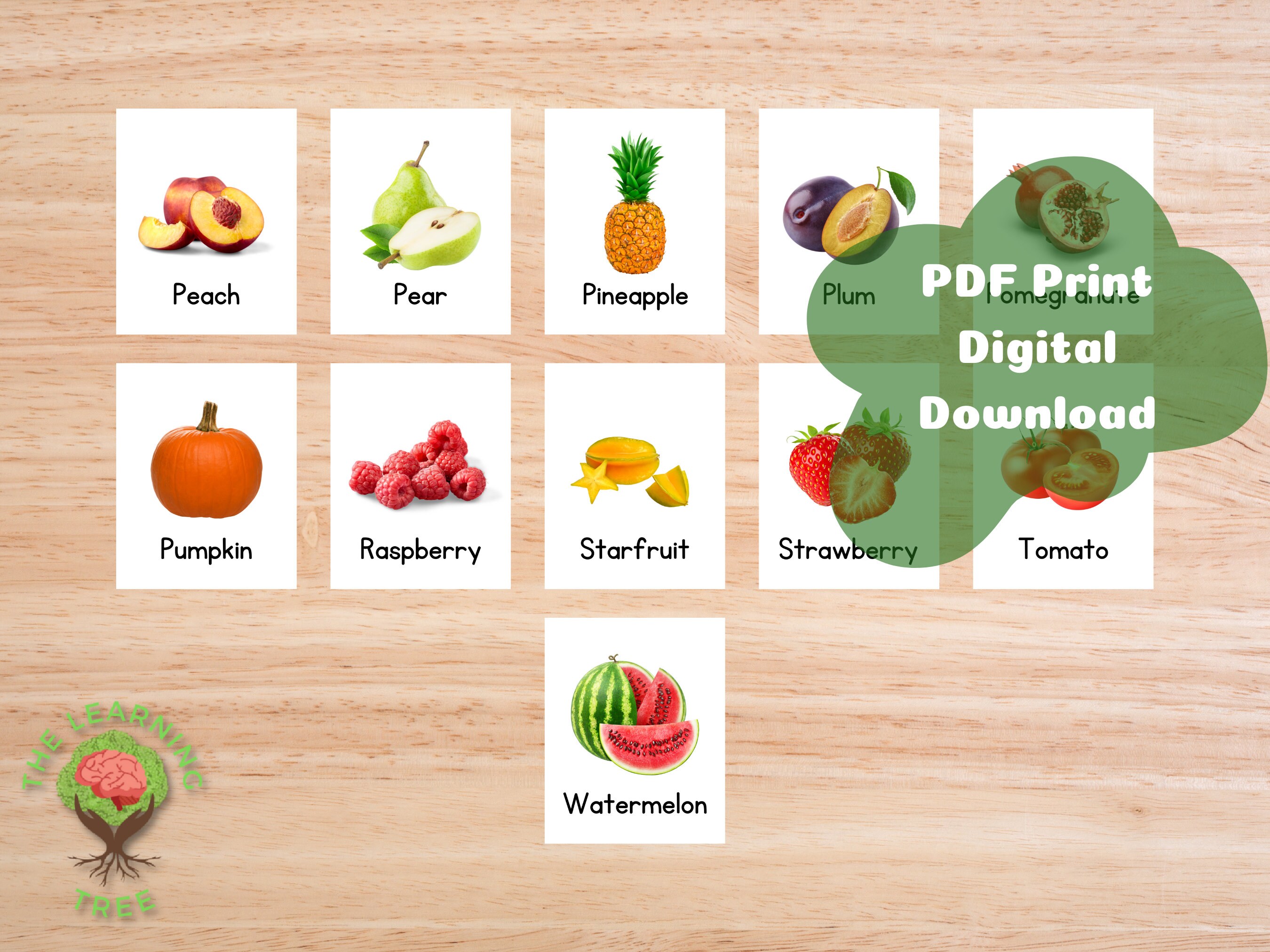 35 Fruit Flashcards With Real Fruit Digital Download Educational ...