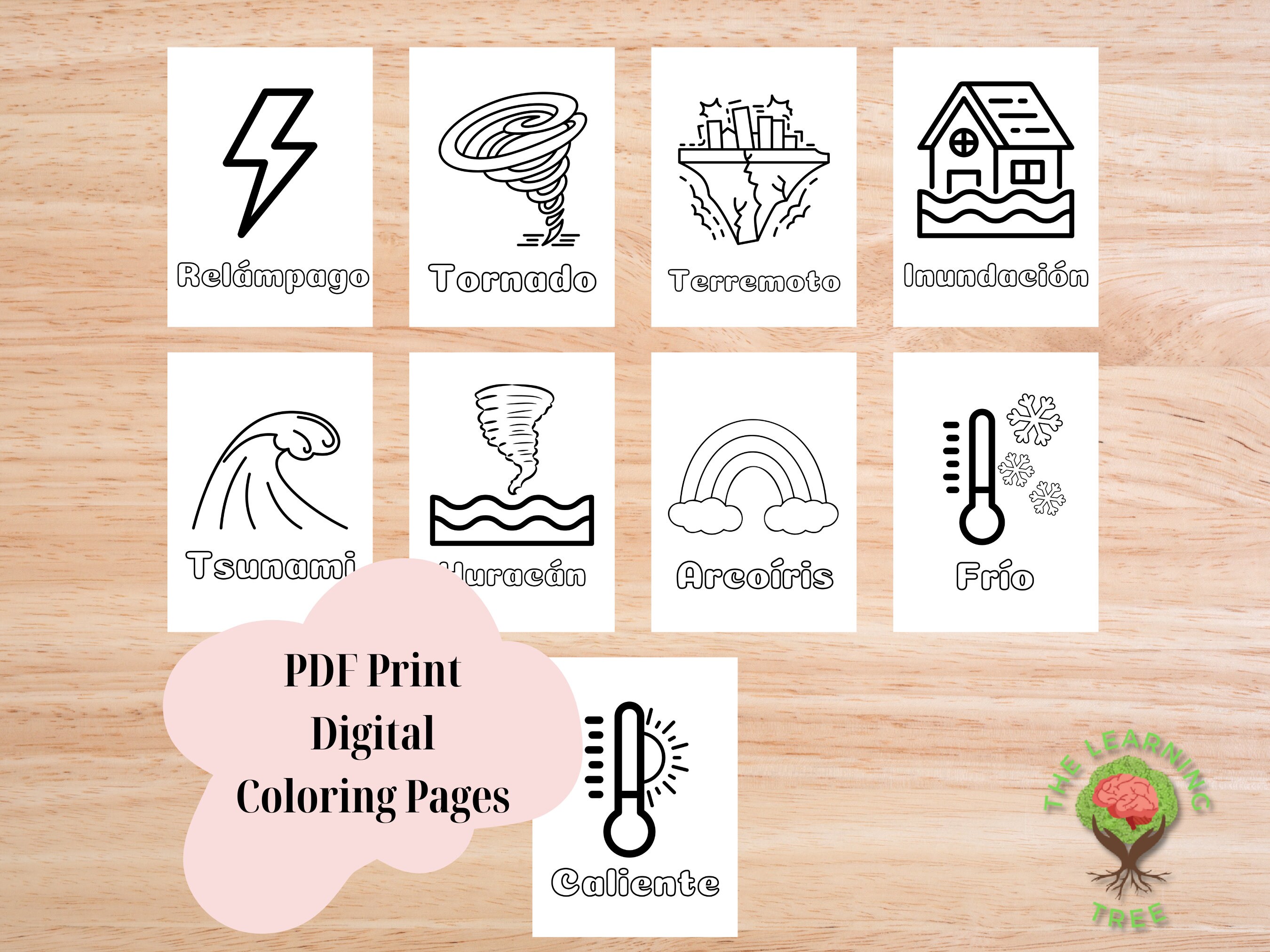 Spanish Weather Coloring Pages| Digital Print Educational Pages - Etsy