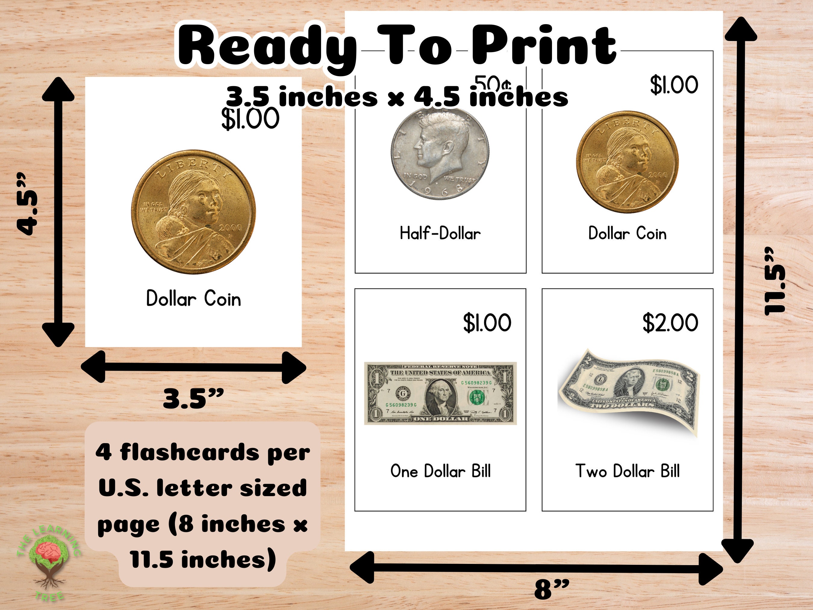 12 U.S. Money Flashcards | Digital Download Educational Flashcards - Etsy