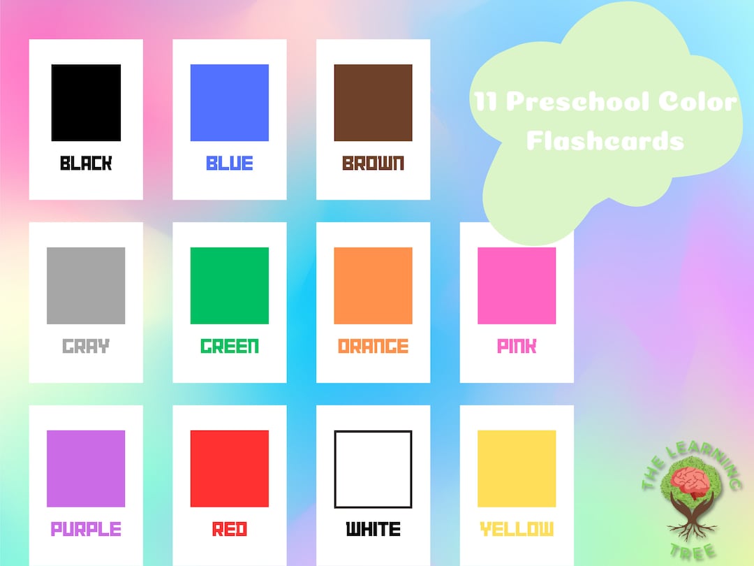 11 English Block Color Flashcards | Digital Download Educational ...