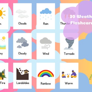 30 Weather & Natural Disaster Flashcards | Digital Download Educational ...