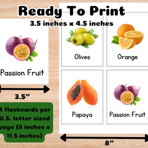 35 Fruit Flashcards With Real Fruit | Digital Download Educational ...