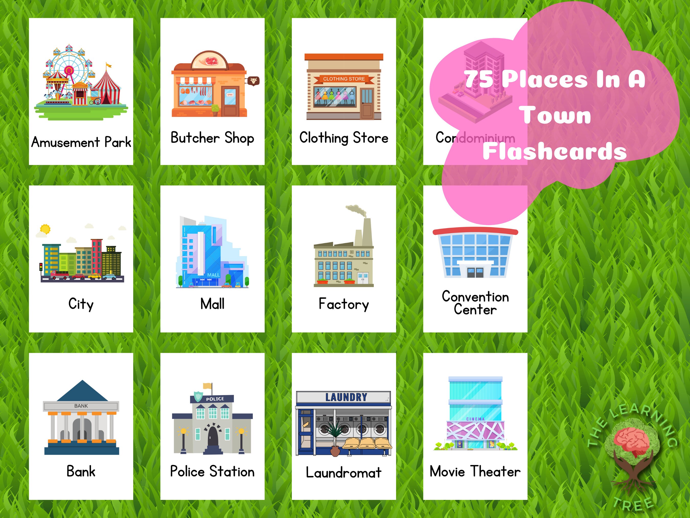 75 Places in A Town Flashcards | Digital Download Educational ...