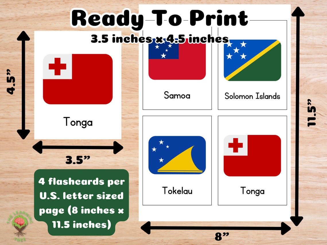 Australian and Oceania Country Flags Flashcards | Digital Download ...