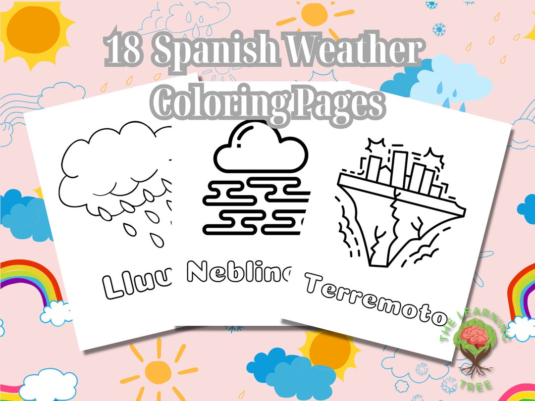 Spanish Weather Coloring Pages| Digital Print Educational Pages - Etsy