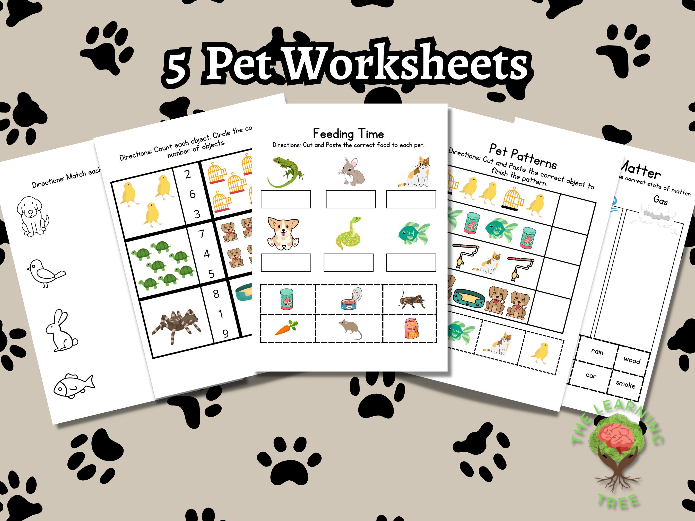 5 Pet Worksheets Educational Digital Printable - Etsy