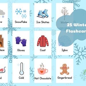 25 Winter Word Flashcards | Digital Download Educational Flashcards - Etsy