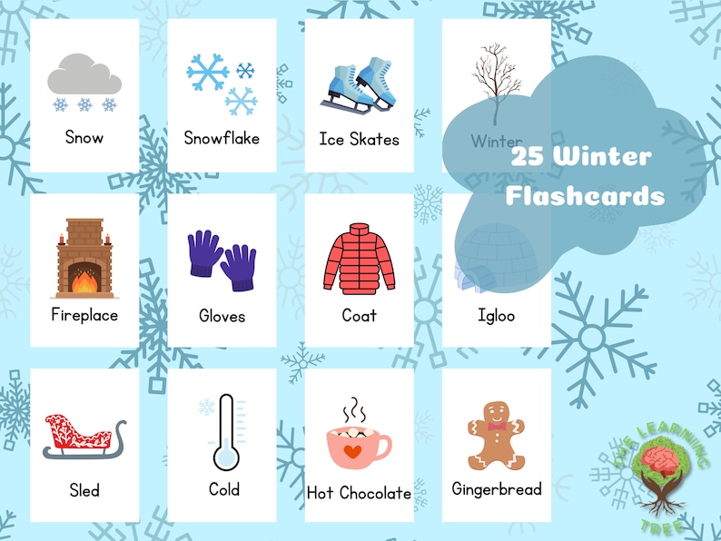 25 Winter Word Flashcards | Digital Download Educational Flashcards - Etsy