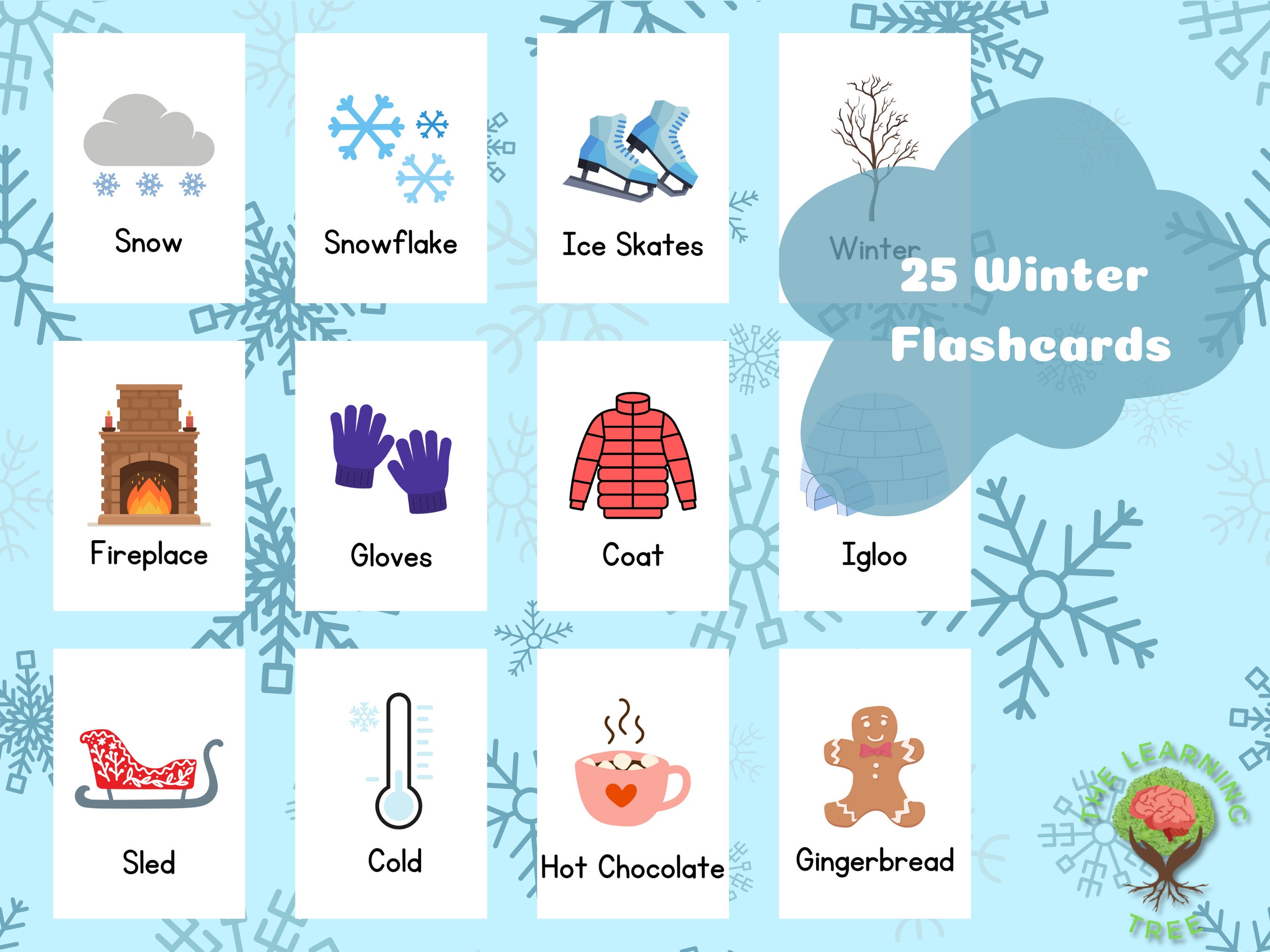 25 Winter Word Flashcards | Digital Download Educational Flashcards - Etsy
