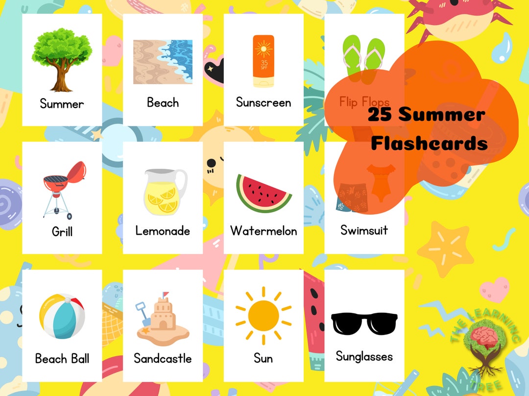 25 Summer Word Flashcards | Digital Download Educational Flashcards - Etsy