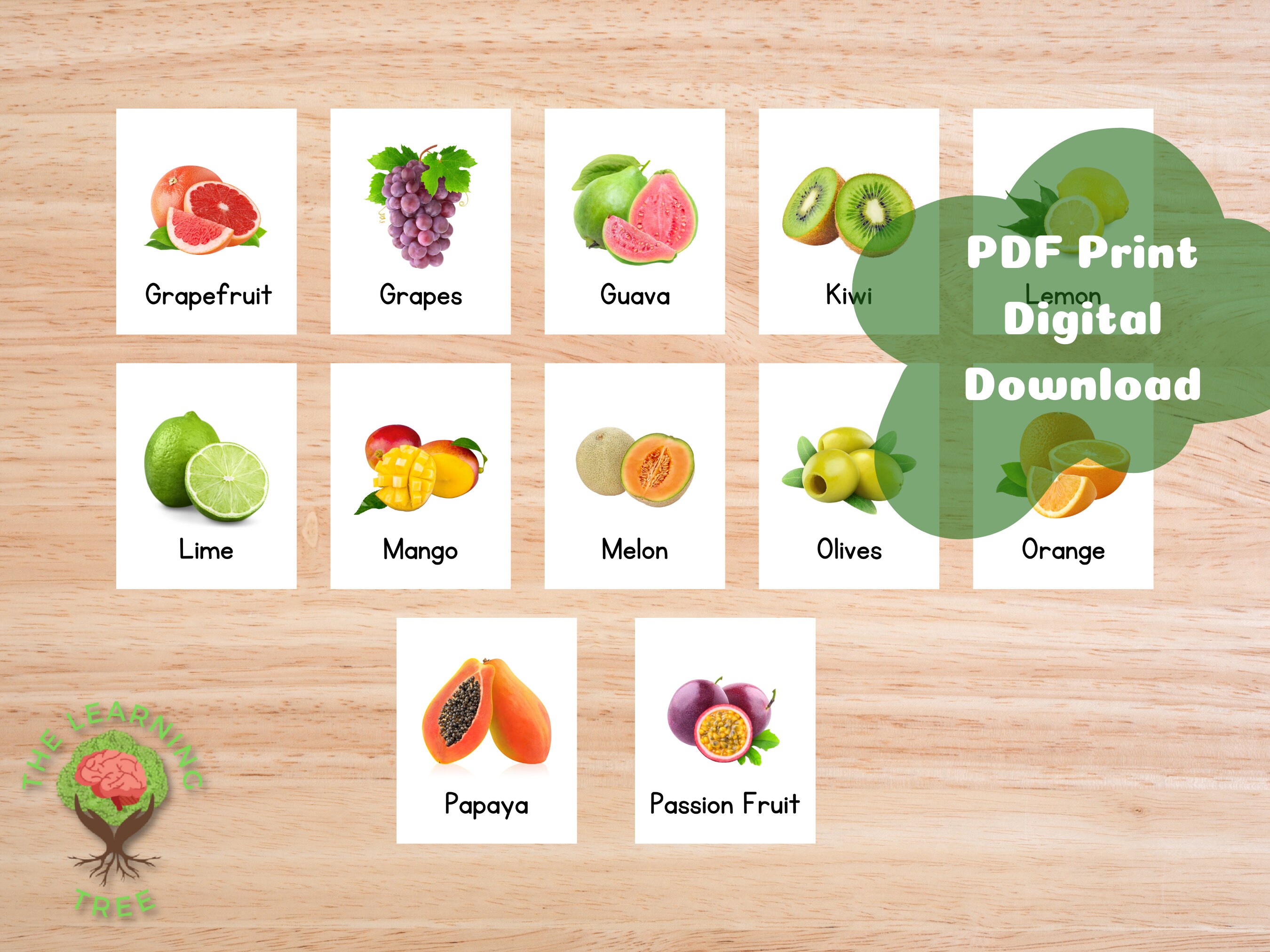 35 Fruit Flashcards With Real Fruit Digital Download Educational ...