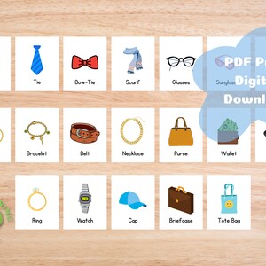 40 Clothing Flashcards | Digital Download Educational Flashcards - Etsy