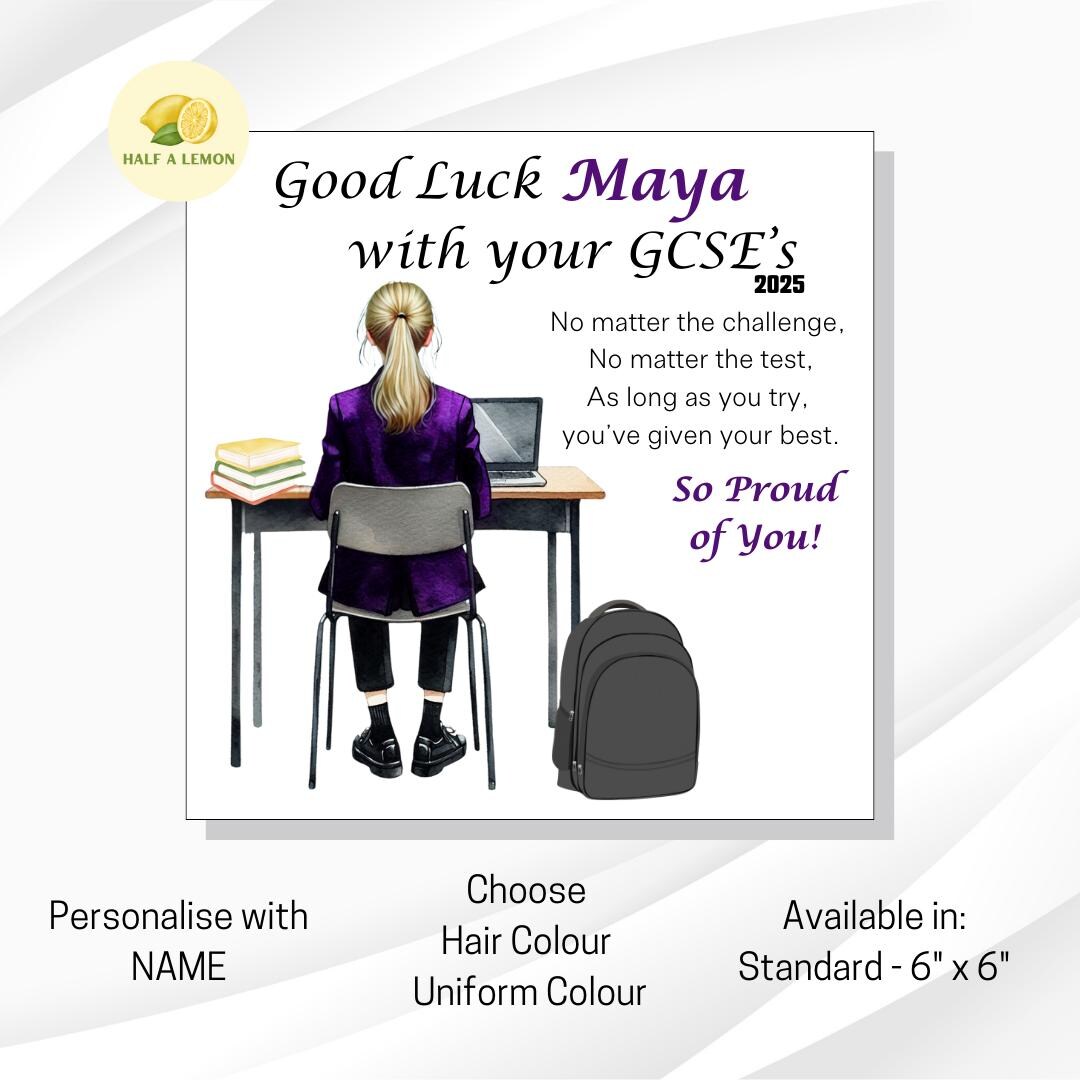 Good Luck, GCSE, Nationals, Highers, A Level, Exam Card, Proud of You ...